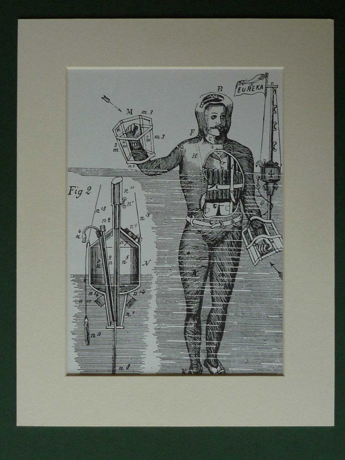 Vintage Print Of A Victorian Floatation Suit Diving | Etsy