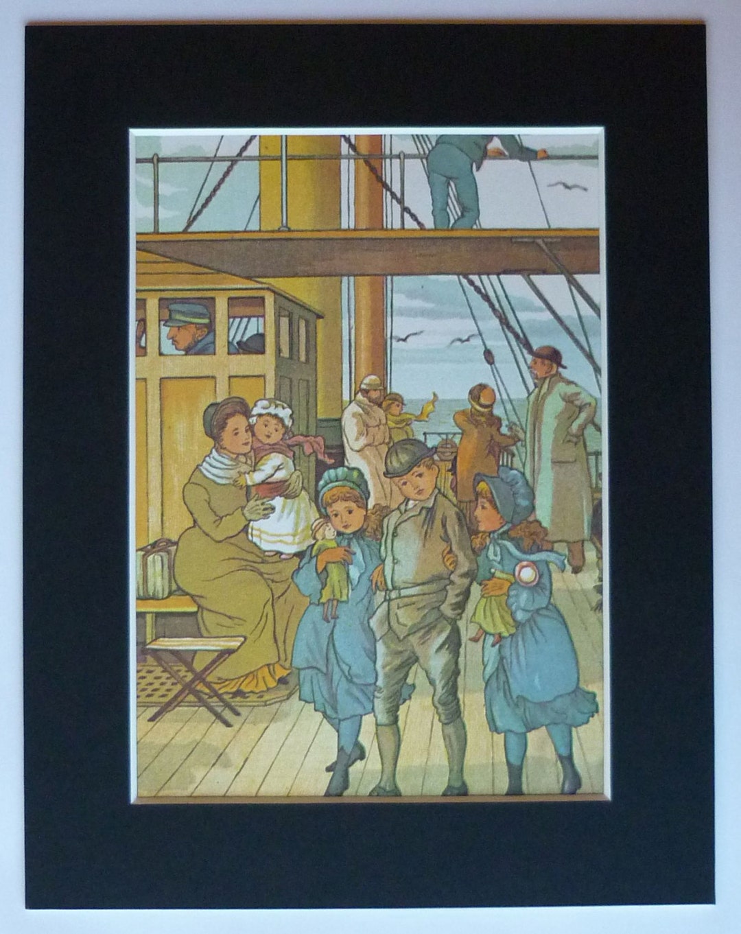 Upcycled Vintage Print of Victorian Children Aboard an Ocean - Etsy