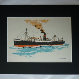1945 Antique Nautical Print of a Tramp Ship Maritime Decor - Etsy