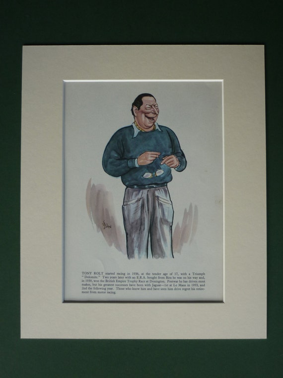 1956 Vintage Impresión de Tony Rolt Ralph Sallon Caricature | Etsy España