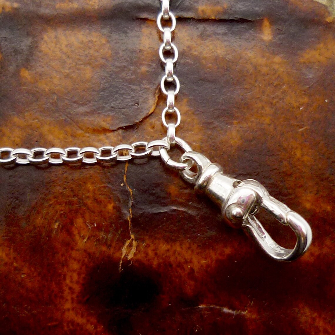 Sterling Silver Dog Clip Necklace, Long Silver Chain With Charm Holder ...