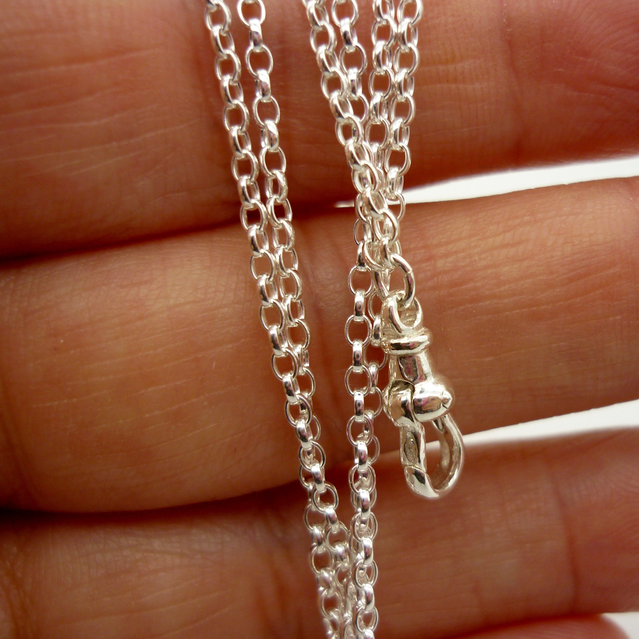 Sterling Silver Dog Clip Necklace, Long Silver Chain With Charm Holder ...