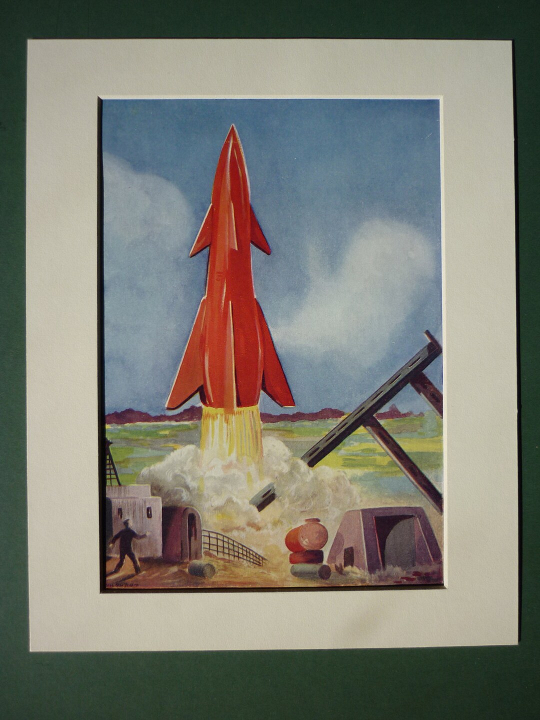 1950s Print of Red Rocket Ship 10 X 8 - Etsy