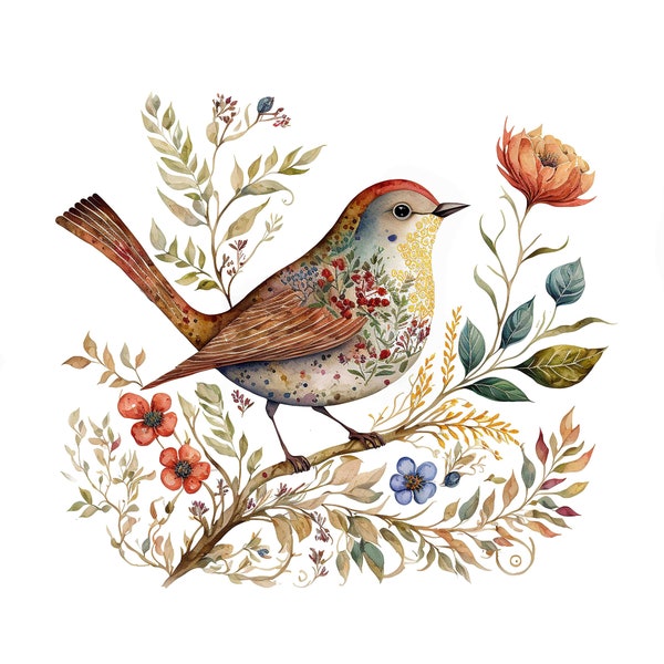 Bird Folk Art - Etsy