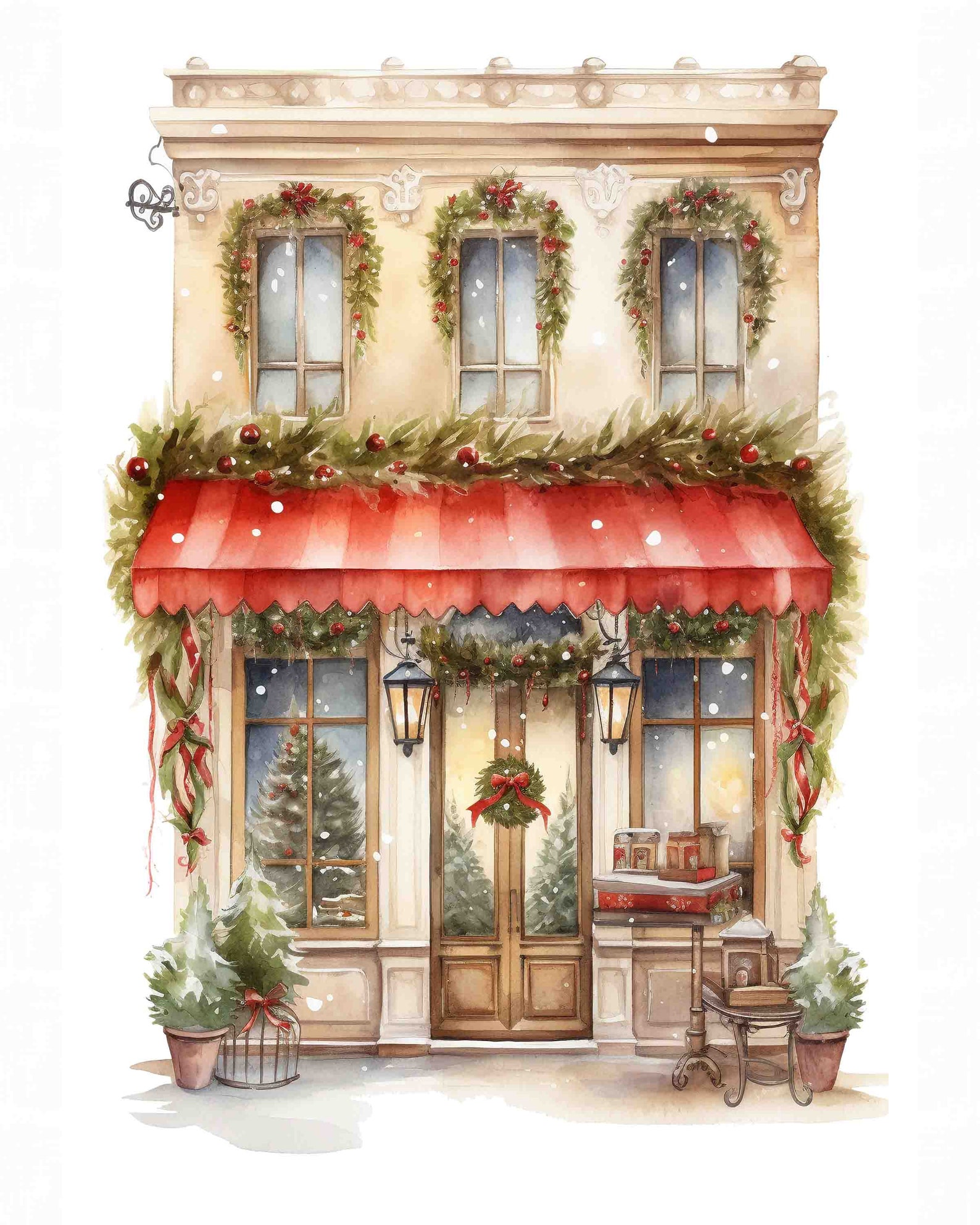 Watercolor Christmas Shop European Christmas Decor Digital - Etsy
