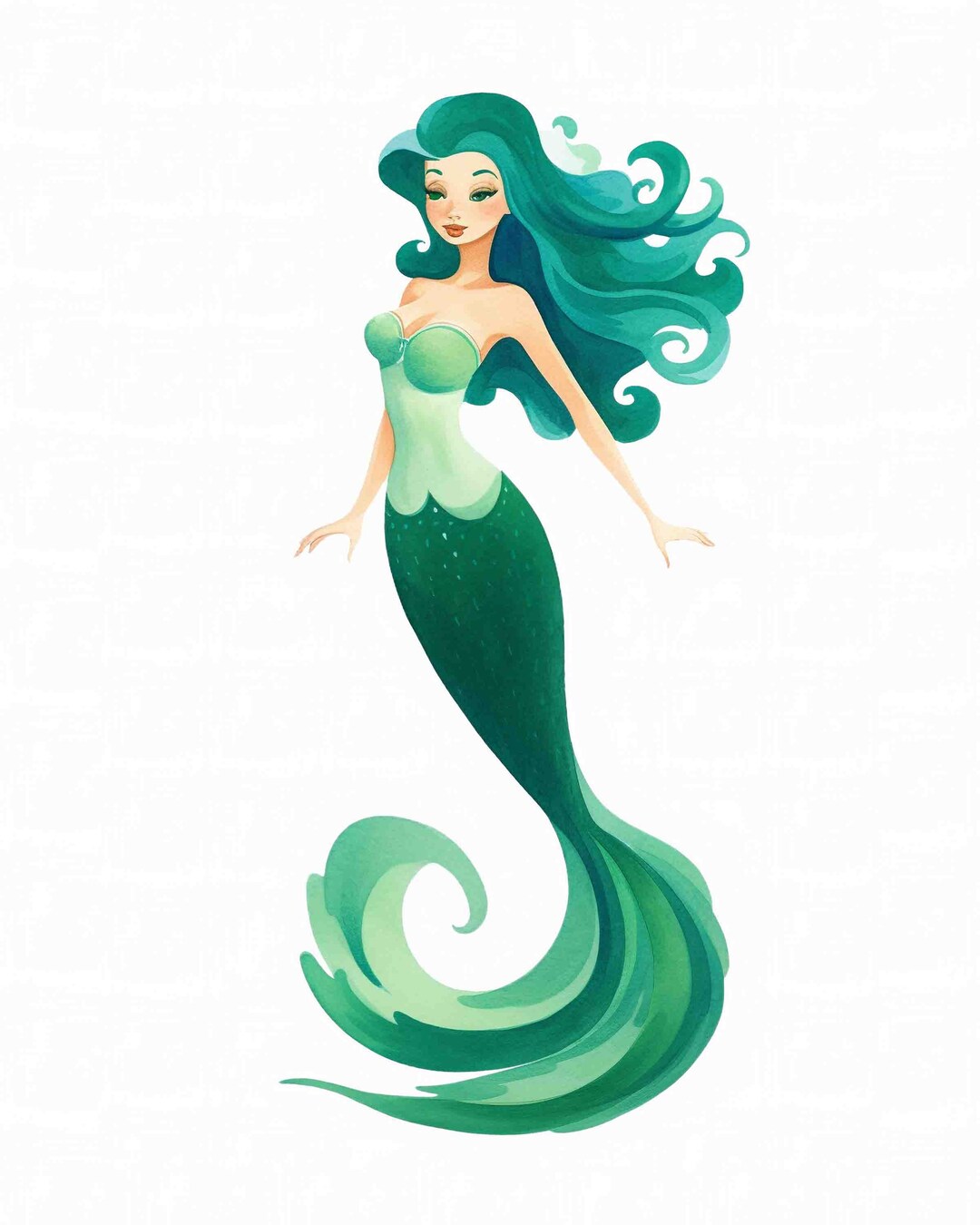 Vintage Retro Mermaid Digital Art Print / Instant Download Printable ...