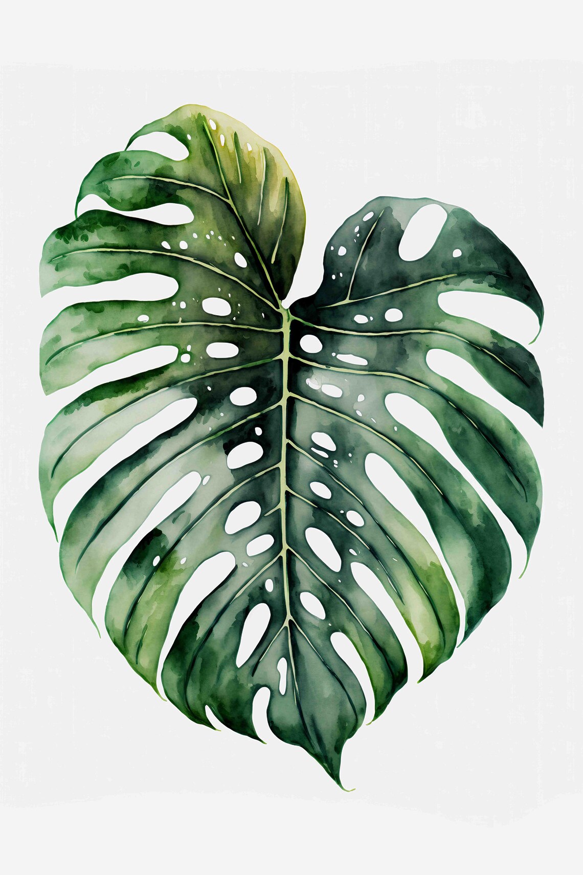Watercolor Monstera Leaf Digital Art Print / Instant Download Printable ...
