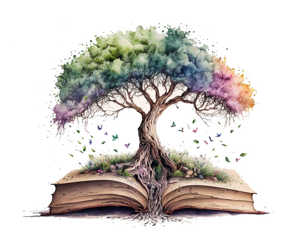 Watercolor Fairytale Tree Adventure Book Digital Art Print / Instant ...