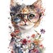 Watercolor Cat With Glasses Wall Art, Digital Art Print / Instant ...