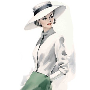 1950s Vintage Style Fashion Sketch Digital Art Print / Instant Download ...