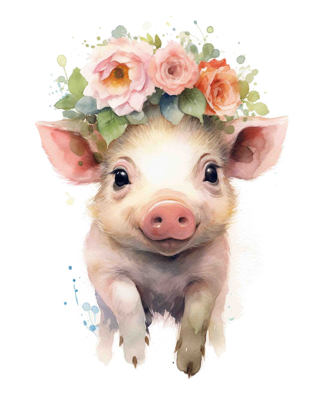 Watercolor Pink Pig Ballerina Wall Art, Digital Art Print / Instant ...