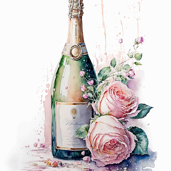 Champagne Print - Etsy