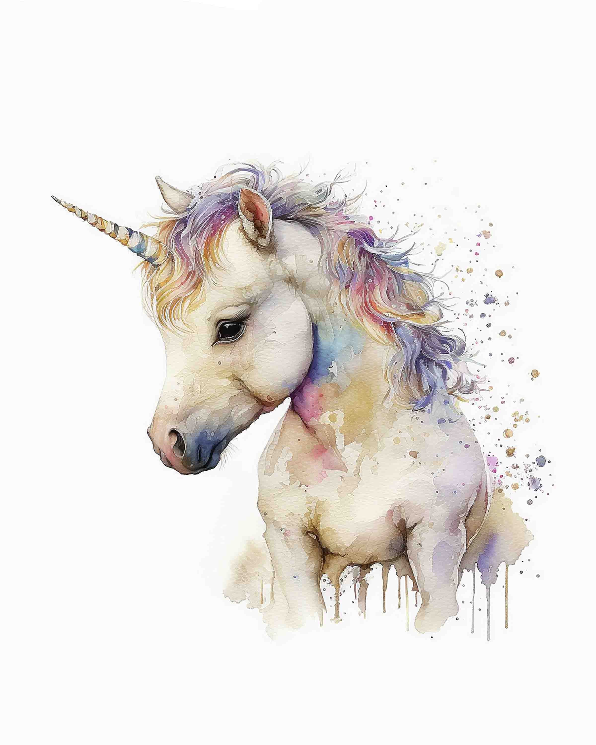 Watercolor Baby Rainbow Unicorn Digital Art Print / Instant - Etsy
