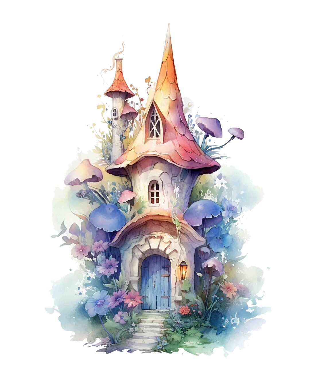 Watercolor Fairy Castle Digital Art Print / Instant Download Printable ...