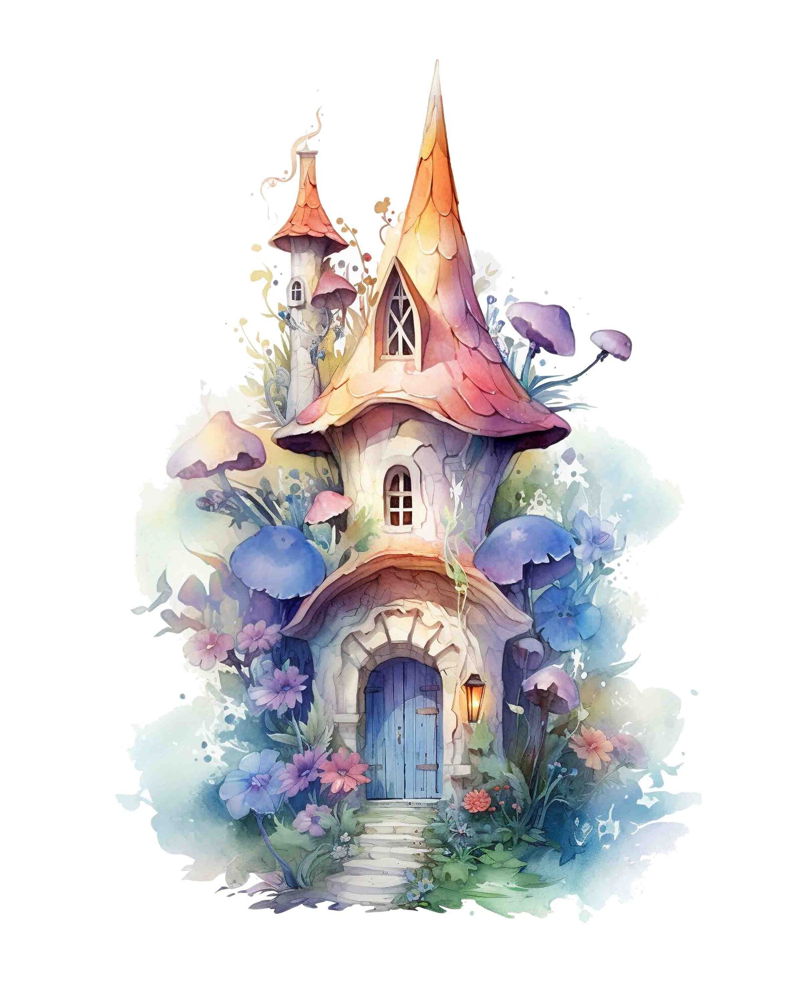 Watercolor Fairy Castle Digital Art Print / Instant Download Printable ...