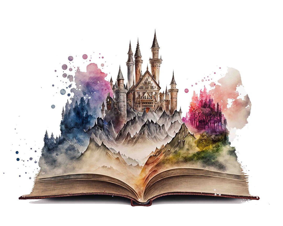 Watercolor Fairytale Castle Adventure Book Digital Art Print / Instant ...