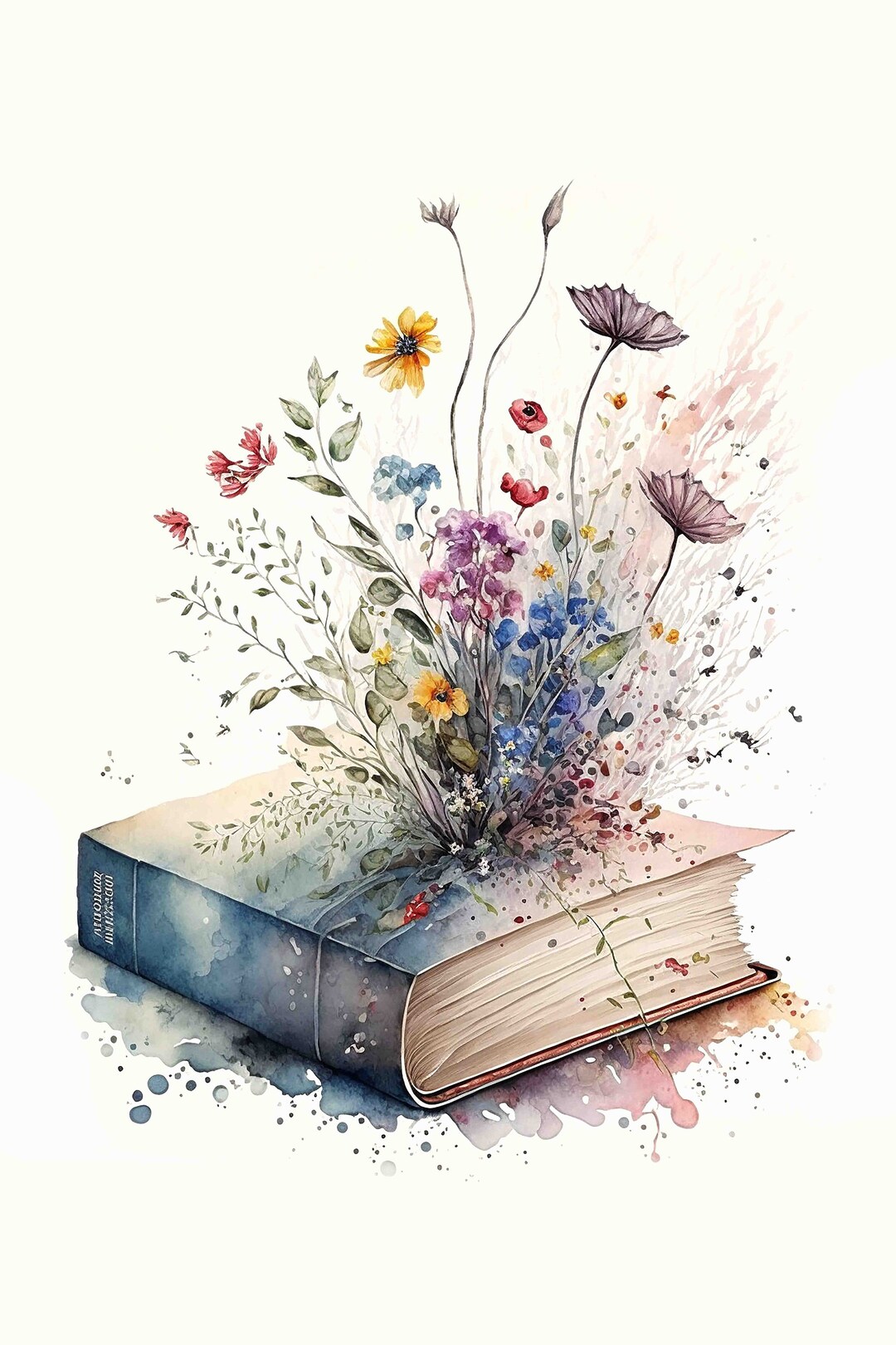 Watercolor Floral Book Digital Art Print / Instant Download Printable ...