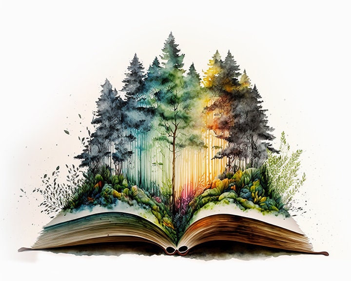 Watercolor Fairytale Forest Adventure Book Digital Art Print / Instant ...