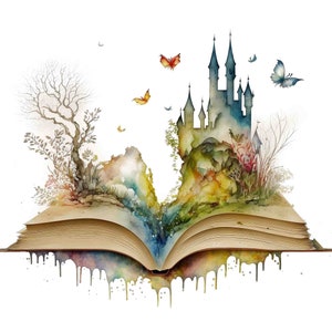 Watercolor Fairytale Castle Adventure Book Digital Art Print / Instant ...
