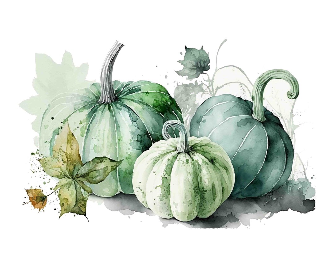 Watercolor Fall Pumpkin Arrangement, Autumn Digital Art Print / Instant ...