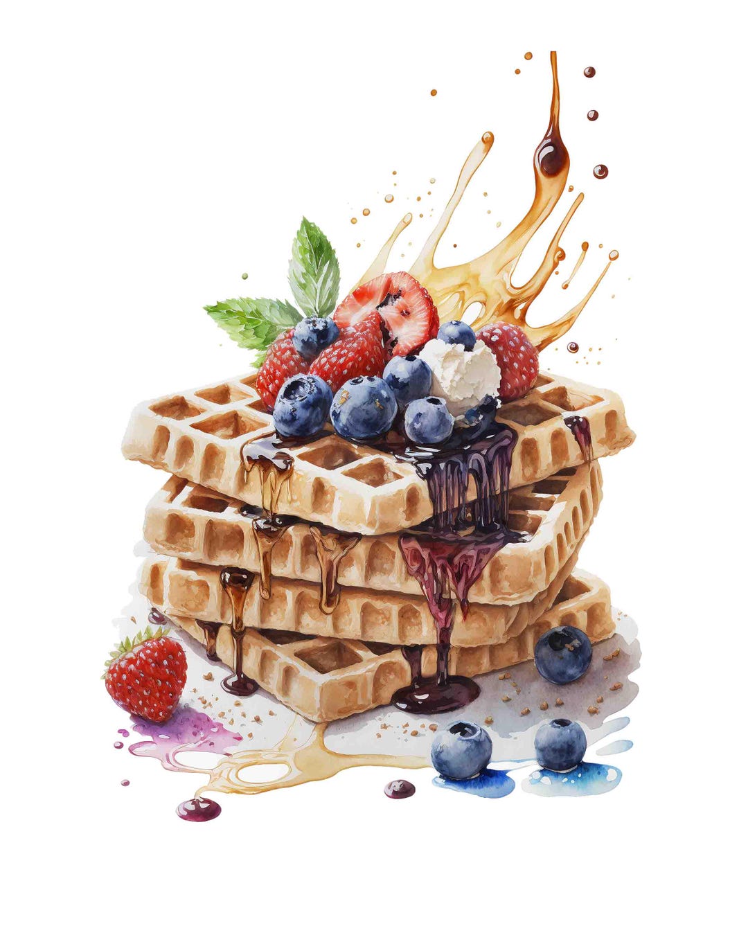 Watercolor Waffles Digital Art Print / Instant Download Printable ...