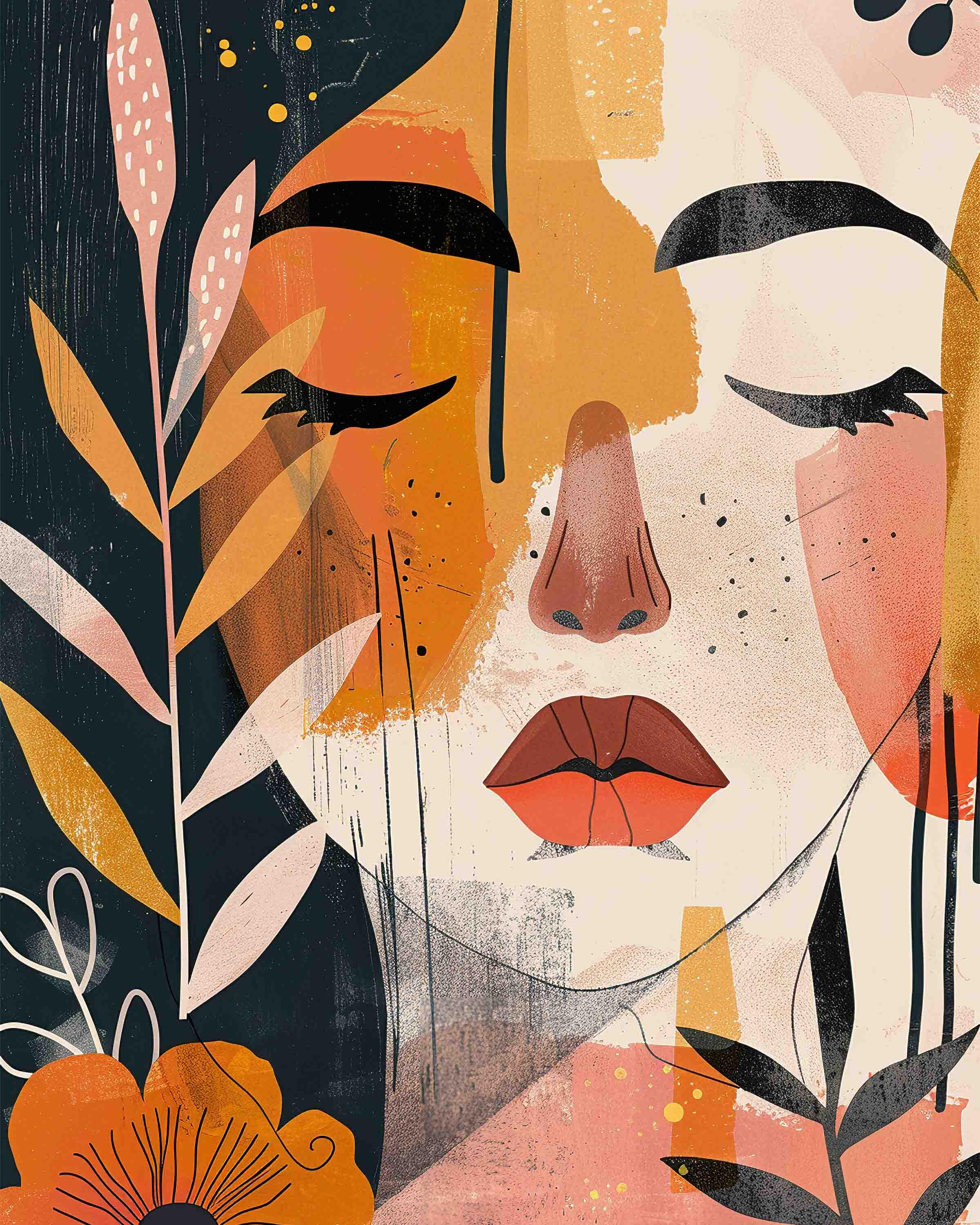 Modern Abstract Woman Portrait Digital Art Print / Instant Download ...