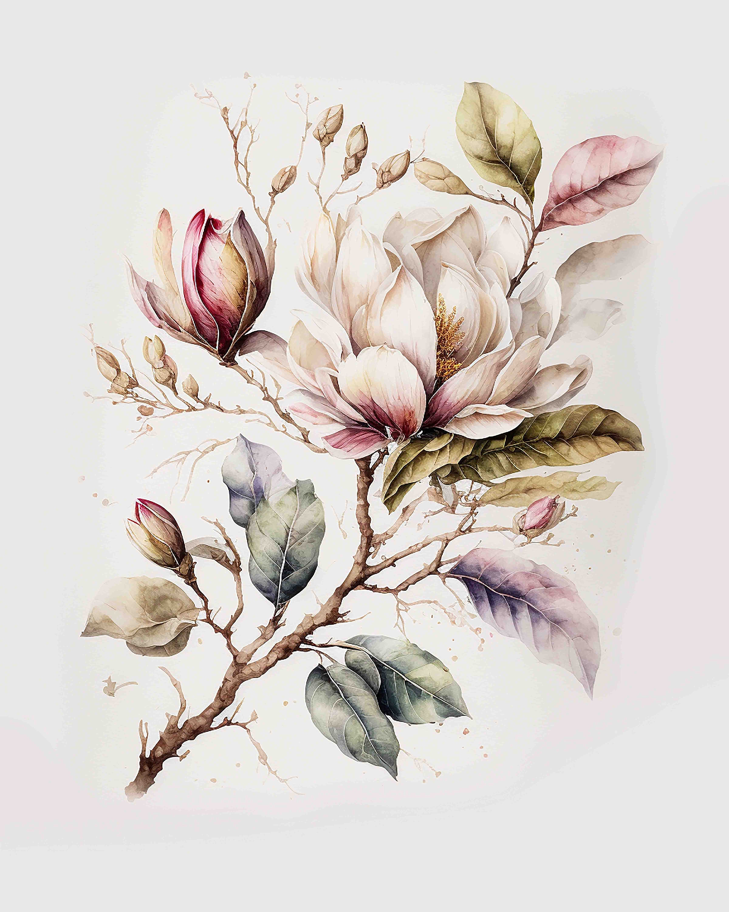 Pink Magnolia Flower Drawing