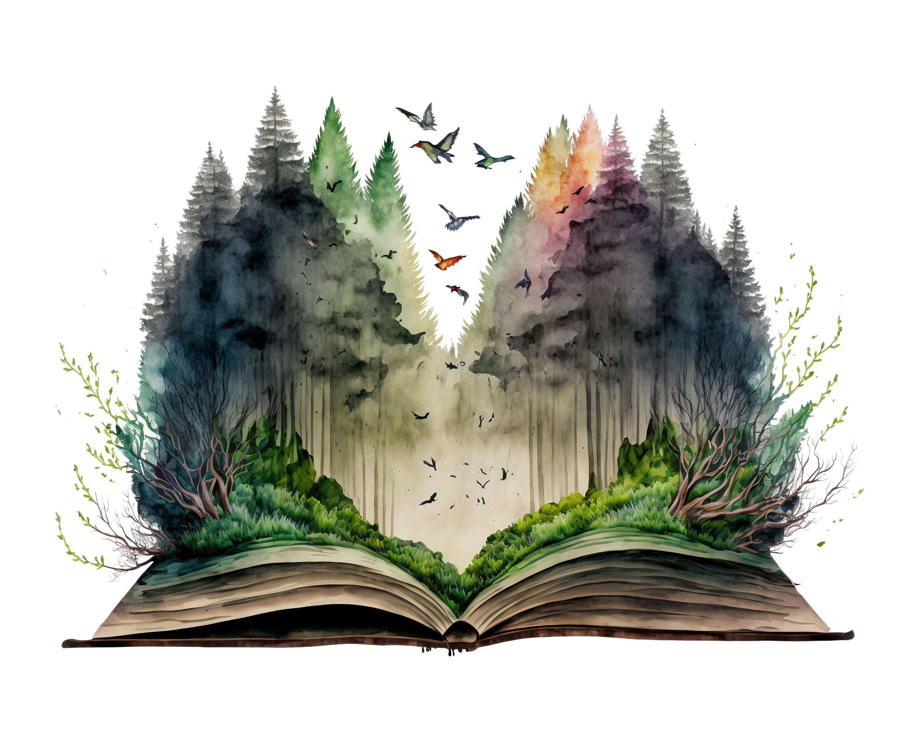 Watercolor Fairytale Forest Adventure Book Digital Art Print / - Etsy
