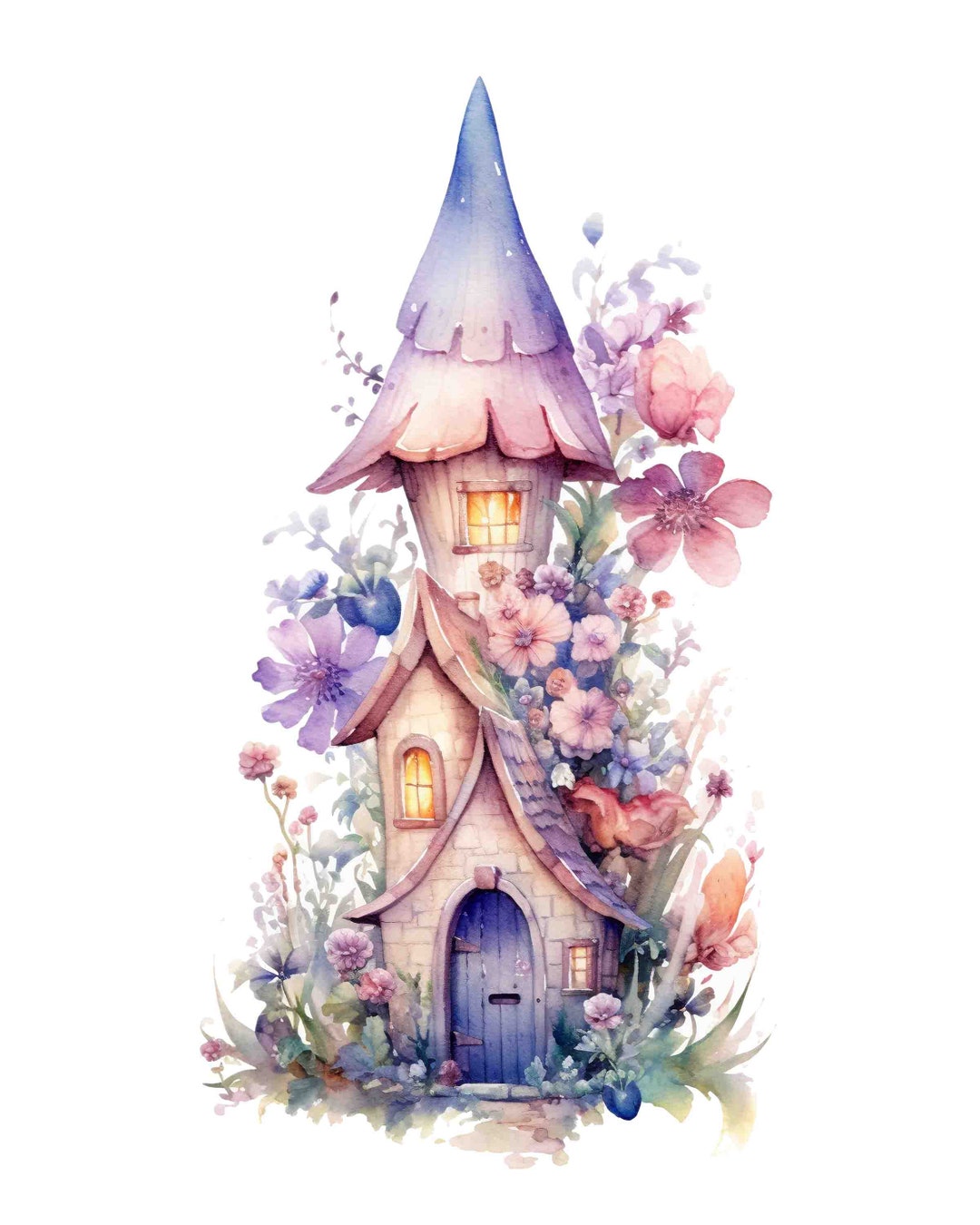 Watercolor Fairy Castle Digital Art Print / Instant Download Printable ...