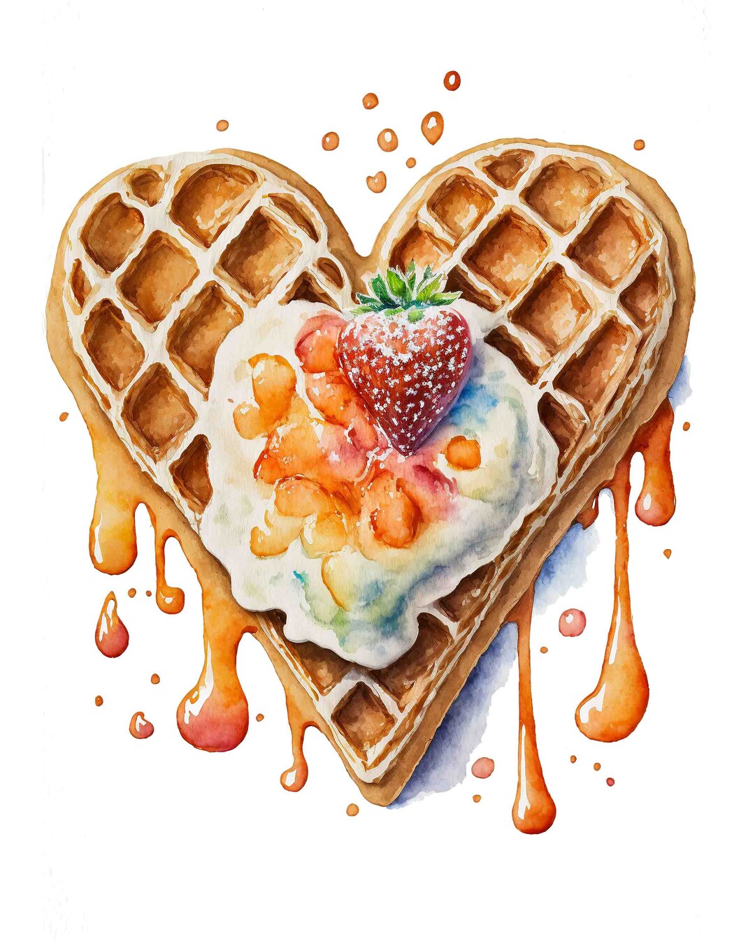 Watercolor Heart Waffle Digital Art Print / Instant Download Printable ...
