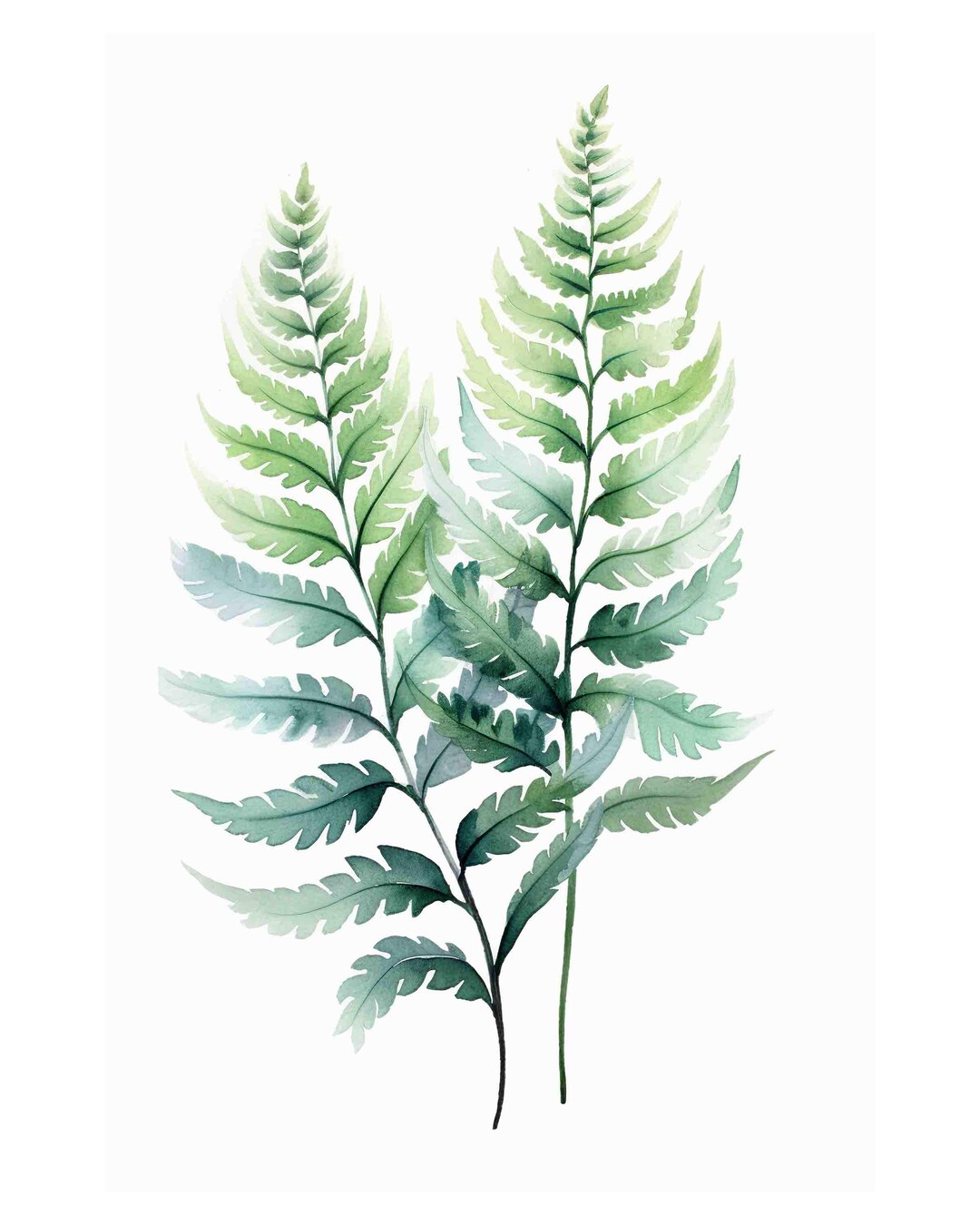 Watercolor Green Fern, Digital Art Print / Instant Download Printable ...