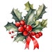Watercolor Christmas Holly, Winter Holiday Digital Art Print / Instant ...