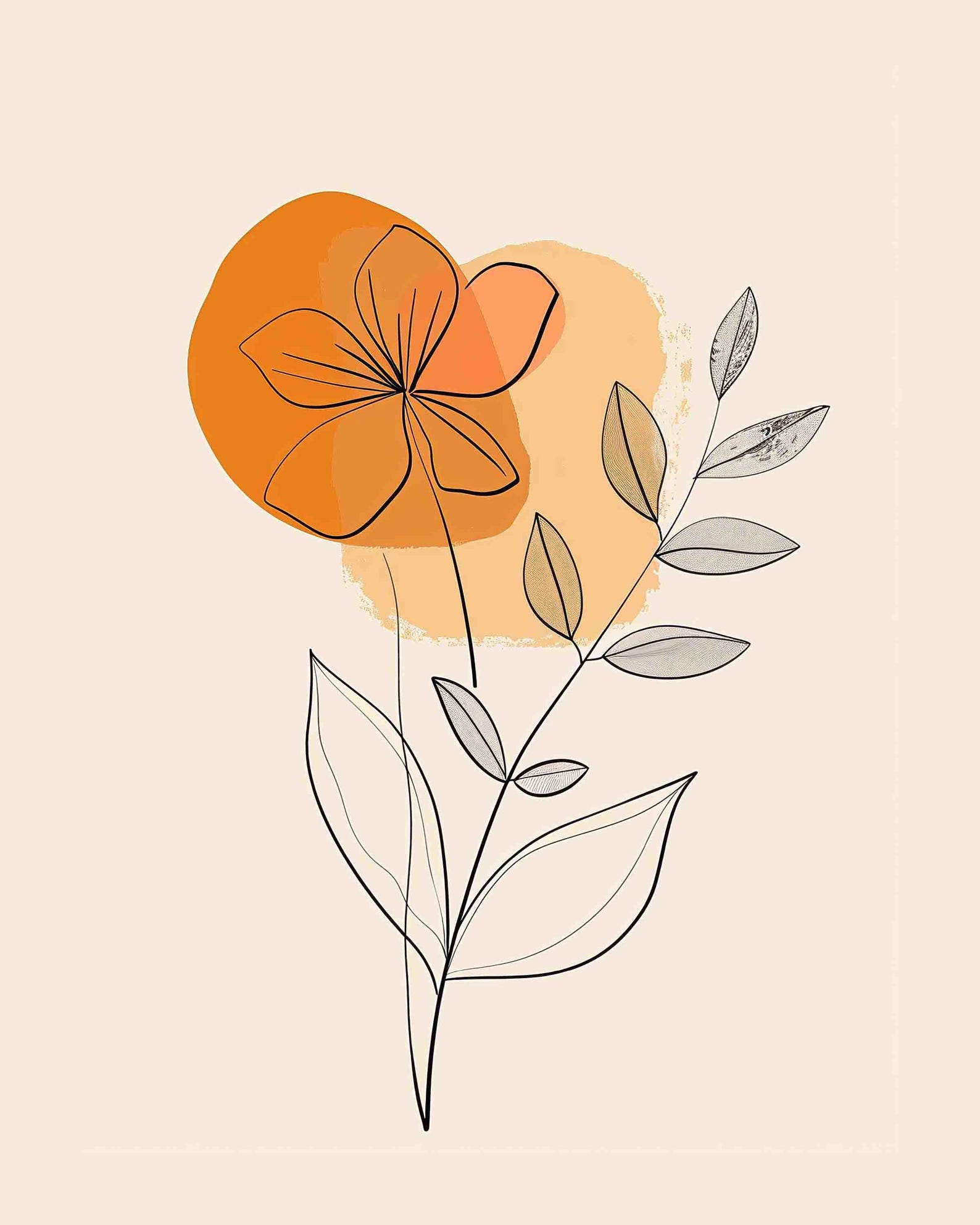 Modern Floral Art Print, Colorblock Flower Design (digital Download) - Etsy