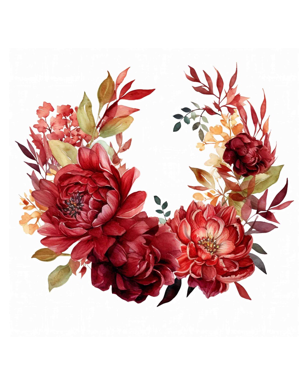 Watercolor Fall Acorn Wreath, Autumn Digital Art Print / Instant ...