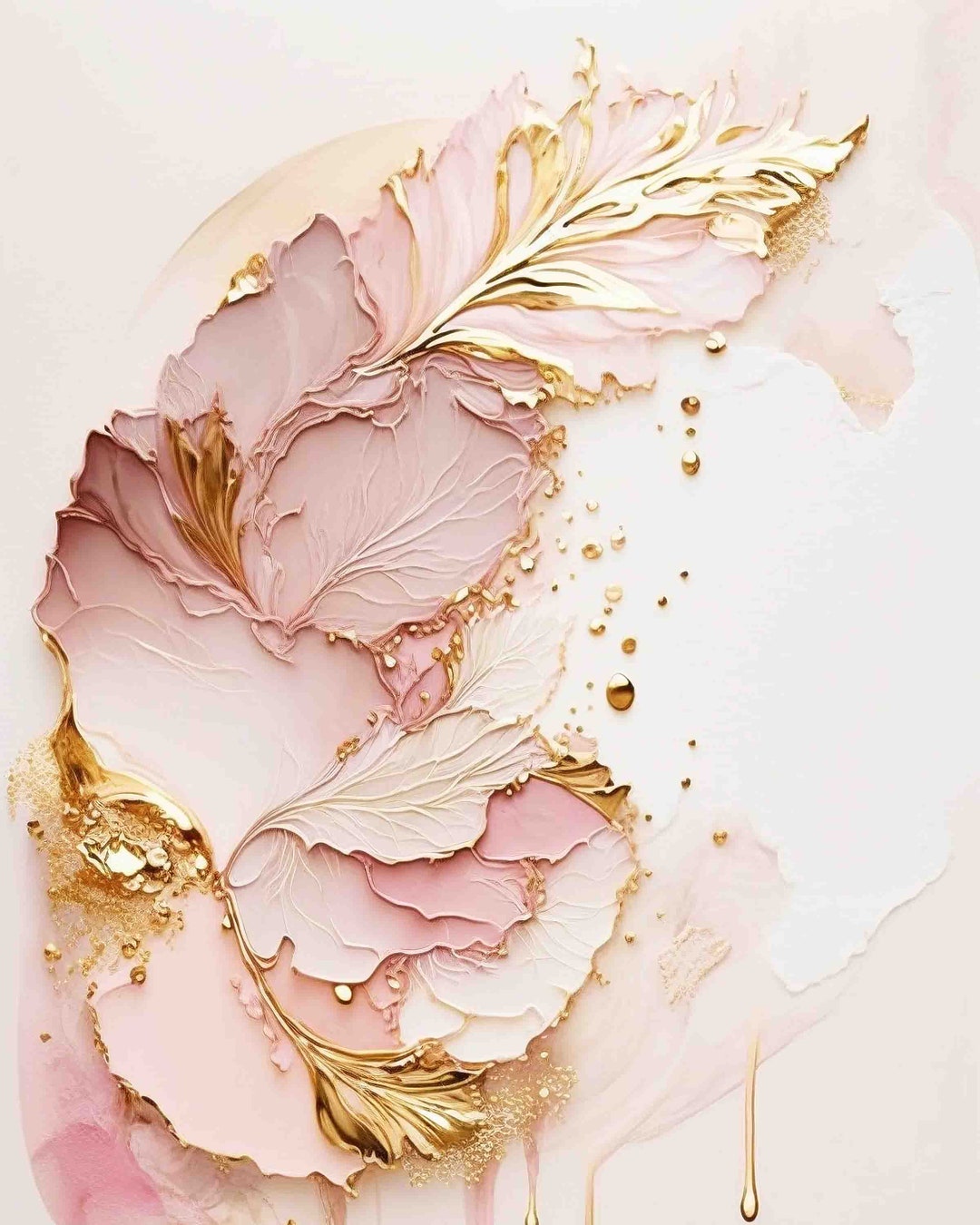 Alcohol Ink Pink and Gold Painting Digital Art Print / Instant Download ...
