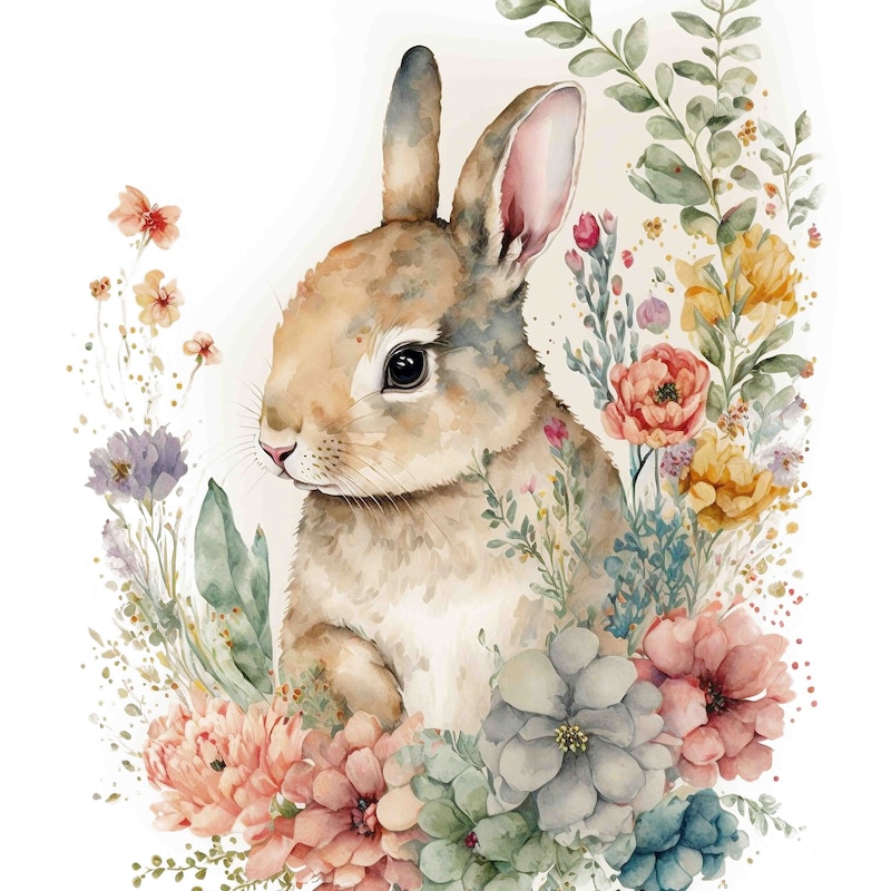 Watercolor Easter Bunny - Etsy