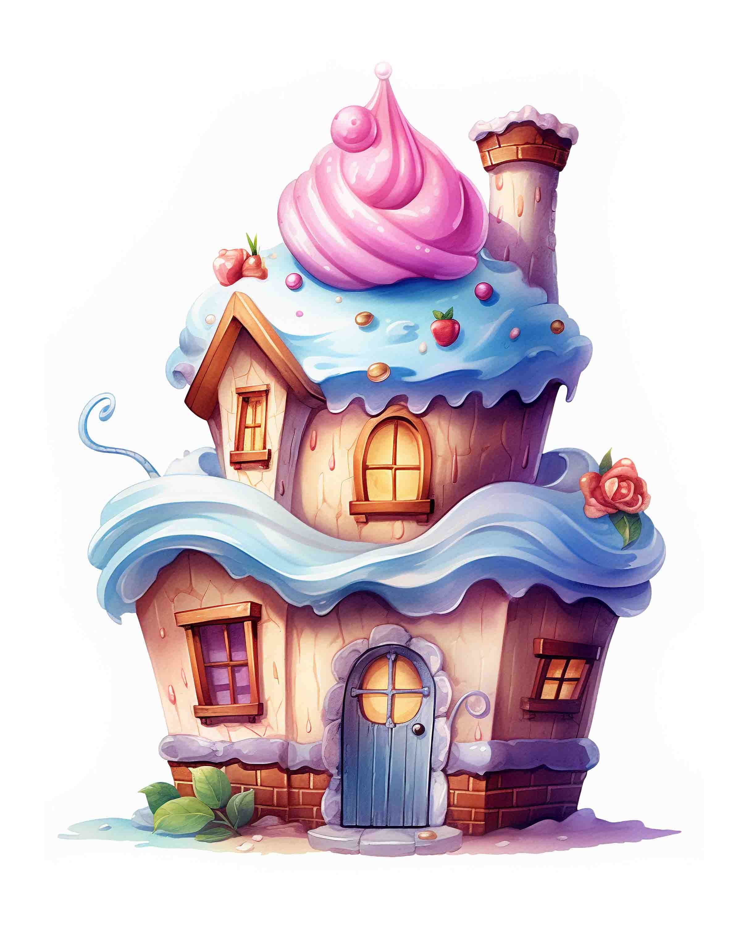 Watercolor Cupcake House Digital Art Print / Instant Download - Etsy