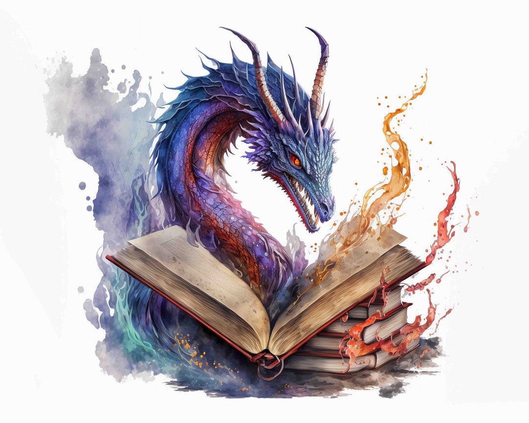 Watercolor Dragon Adventure Book Digital Art Print / Instant Download ...