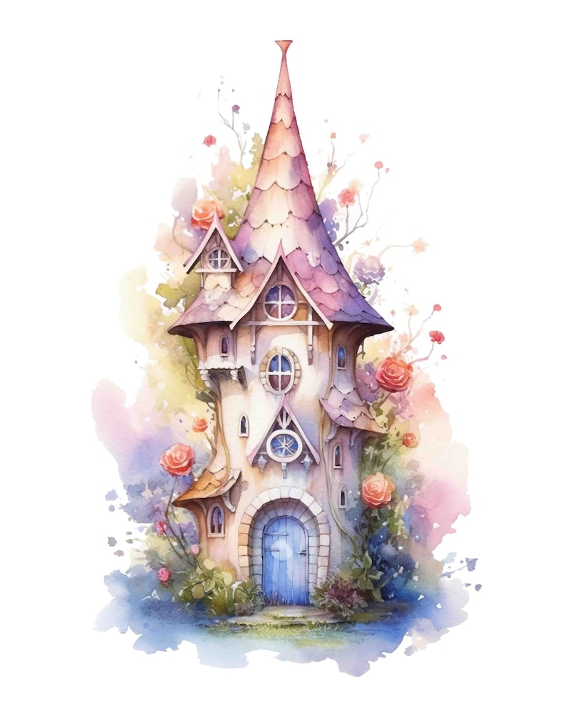 Watercolor Fairy Castle Digital Art Print / Instant Download - Etsy