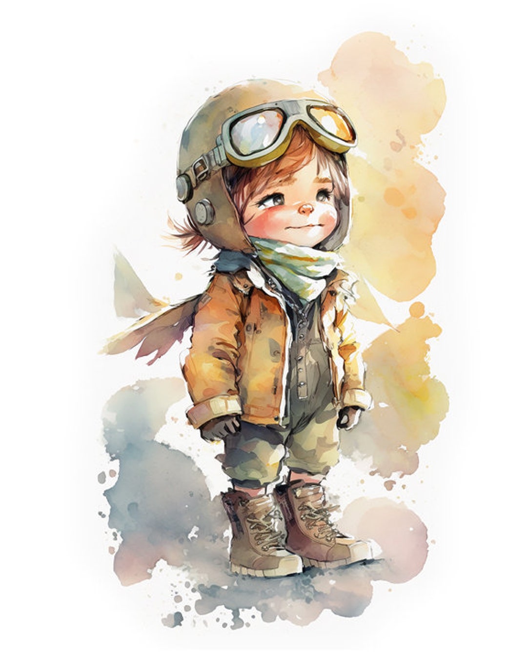 Watercolor Little Boy Aviator Digital Art Print / Instant Download ...