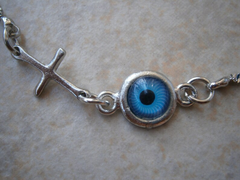 GREEK EVIL EYE Silver plated or gold tone Cross anklet or | Etsy