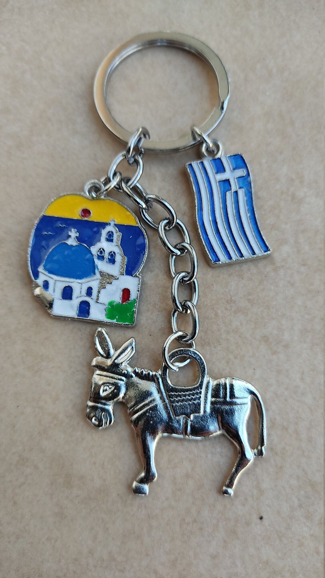 GREEK SANTORINI Donkey Hellas Flag Keychain Charm Mati Beads - Etsy