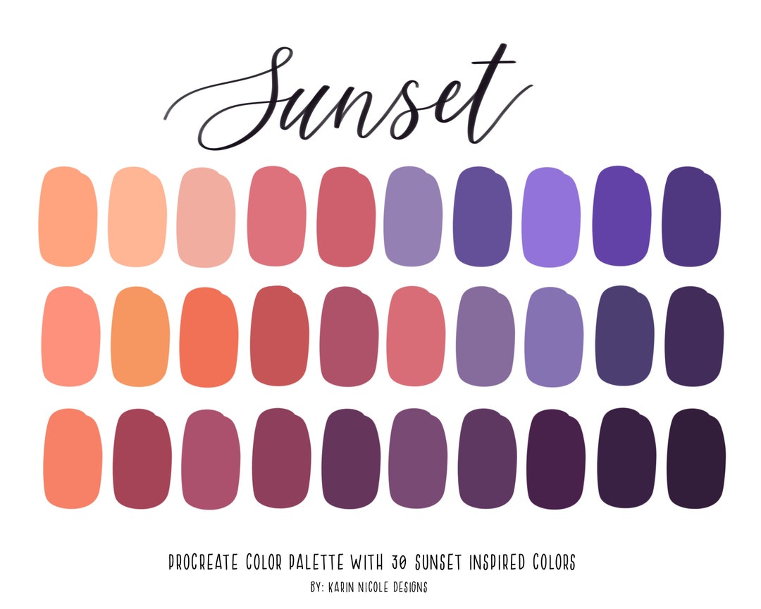 Fun Sunset Inspired Color Palette for Procreate, Purple Orange Swatches ... Fun Sunset Inspired Color Palette for Procreate, Purple Orange Swatches ...