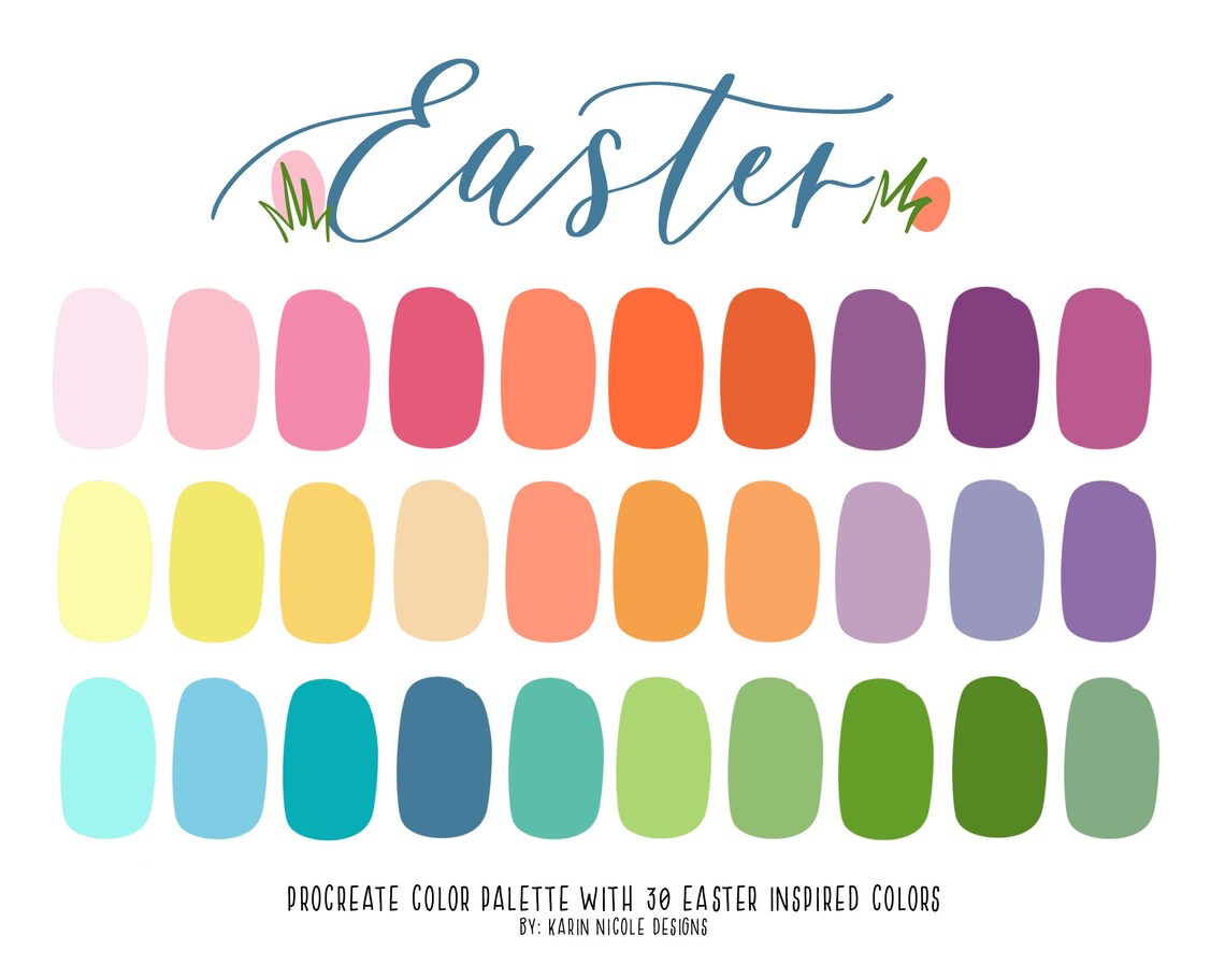 Easter Color Palette for Procreate Pink Yellow Green Blue - Etsy