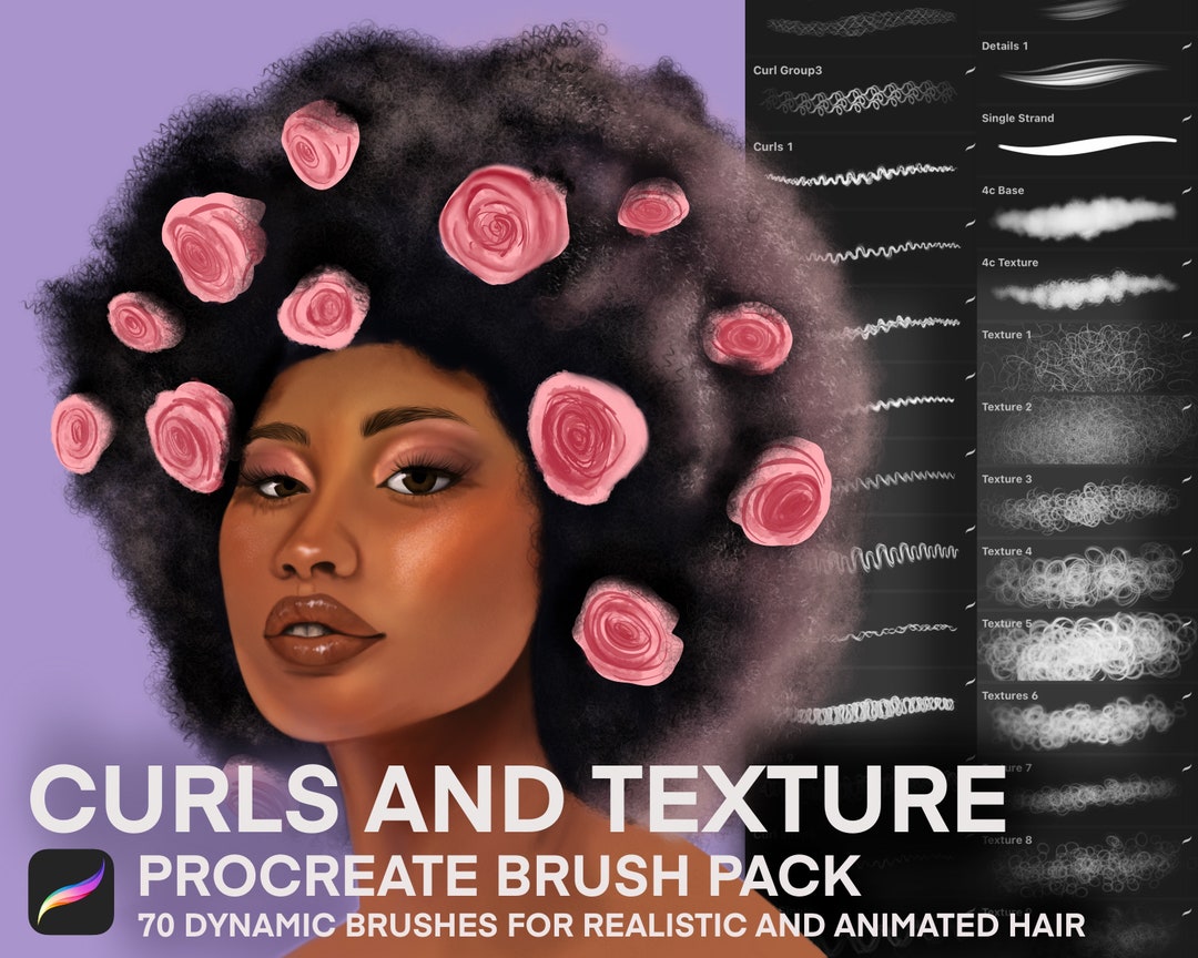 Procreate Brush Pack: 70 Curly & Textured Hair Brushes - Etsy