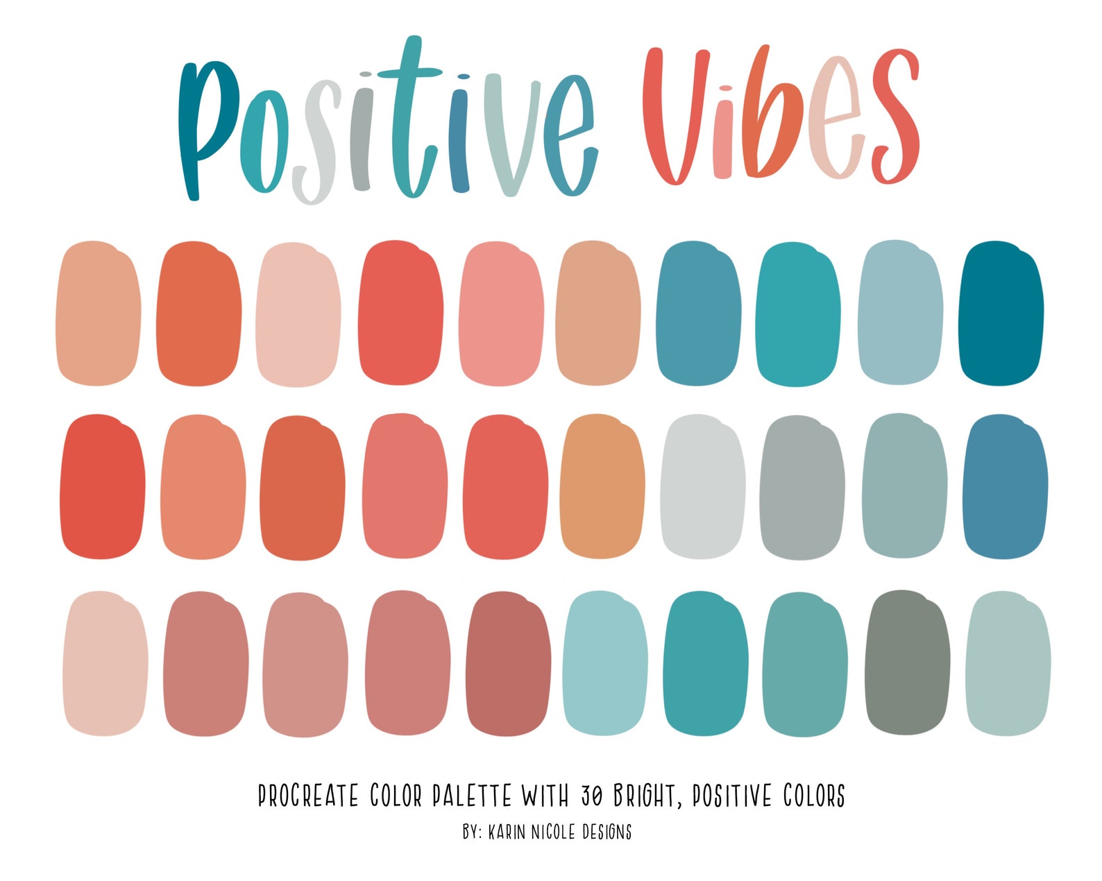 Positive Vibes, Summer Inspired Procreate Color Palette for Procreate ...
