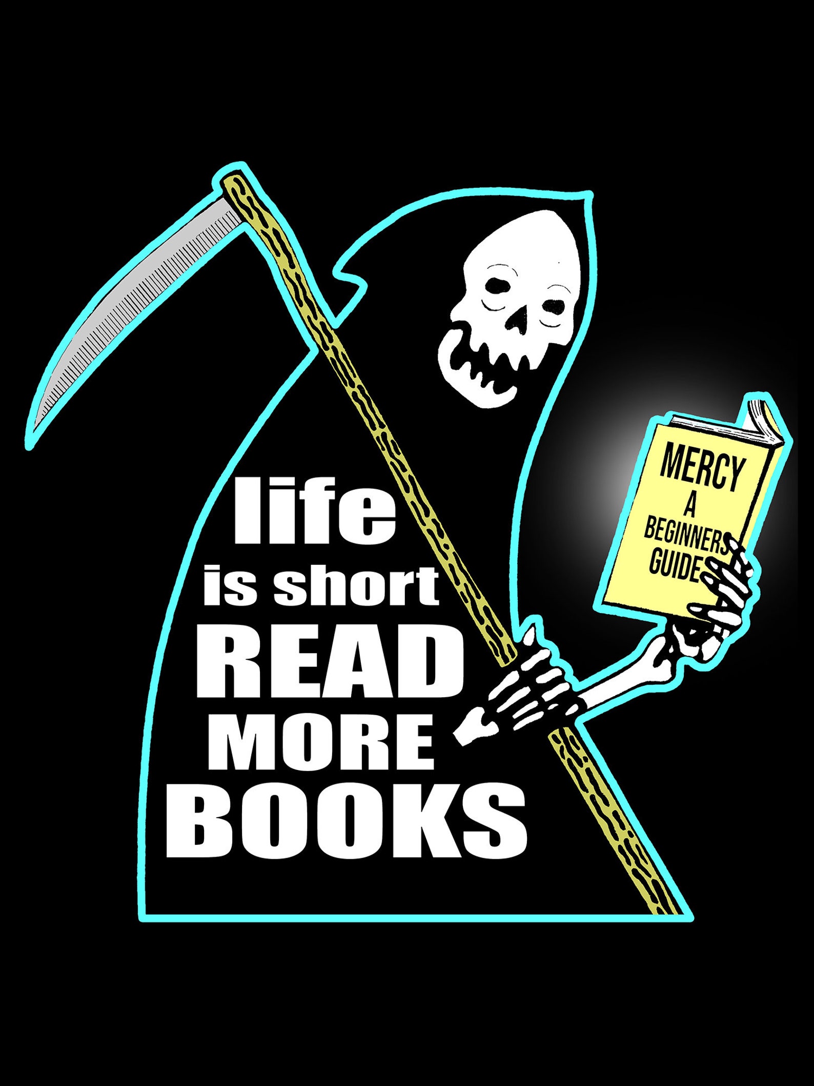 Grim Reaper Literacy Books Reading Library Novels Literature Poster ...