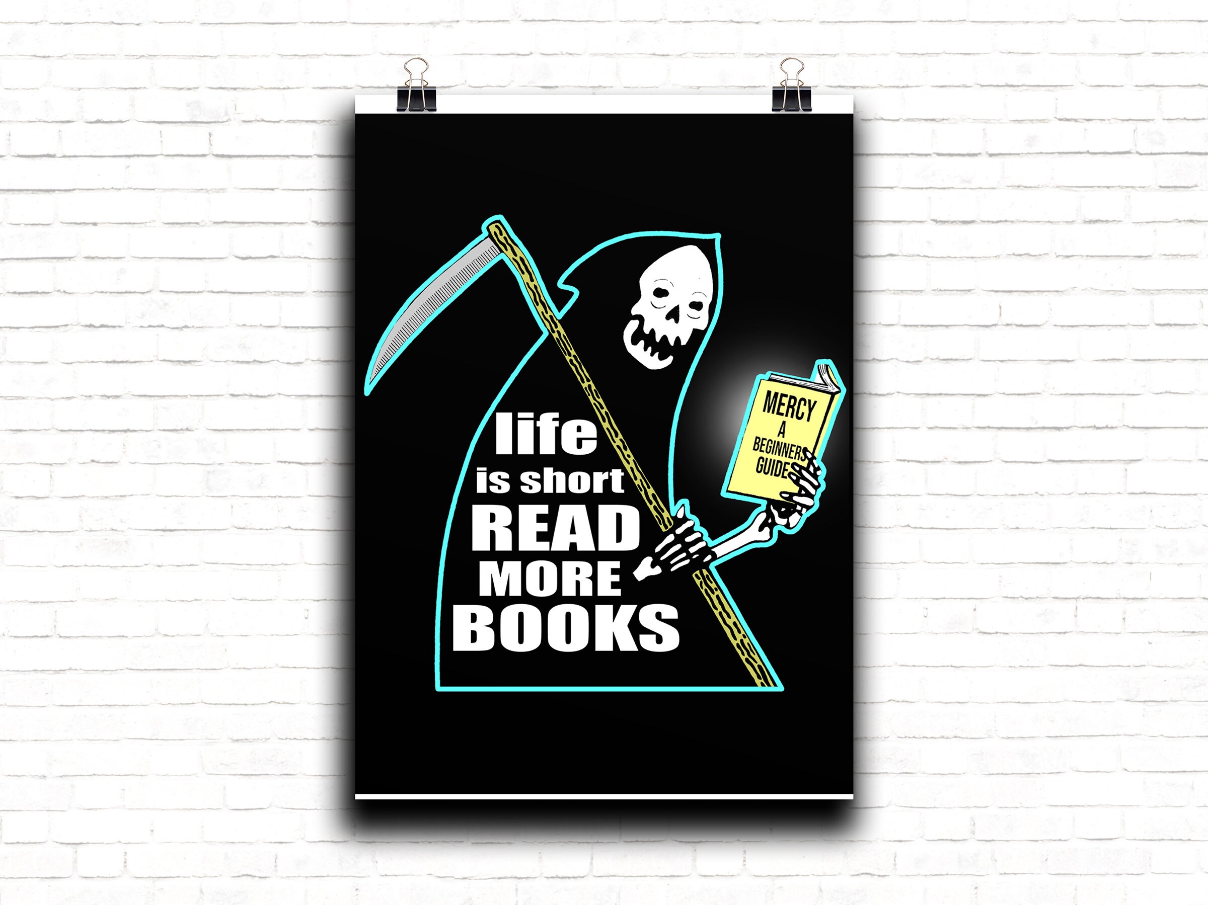 Grim Reaper Literacy Books Reading Library Novels Literature Poster - Etsy