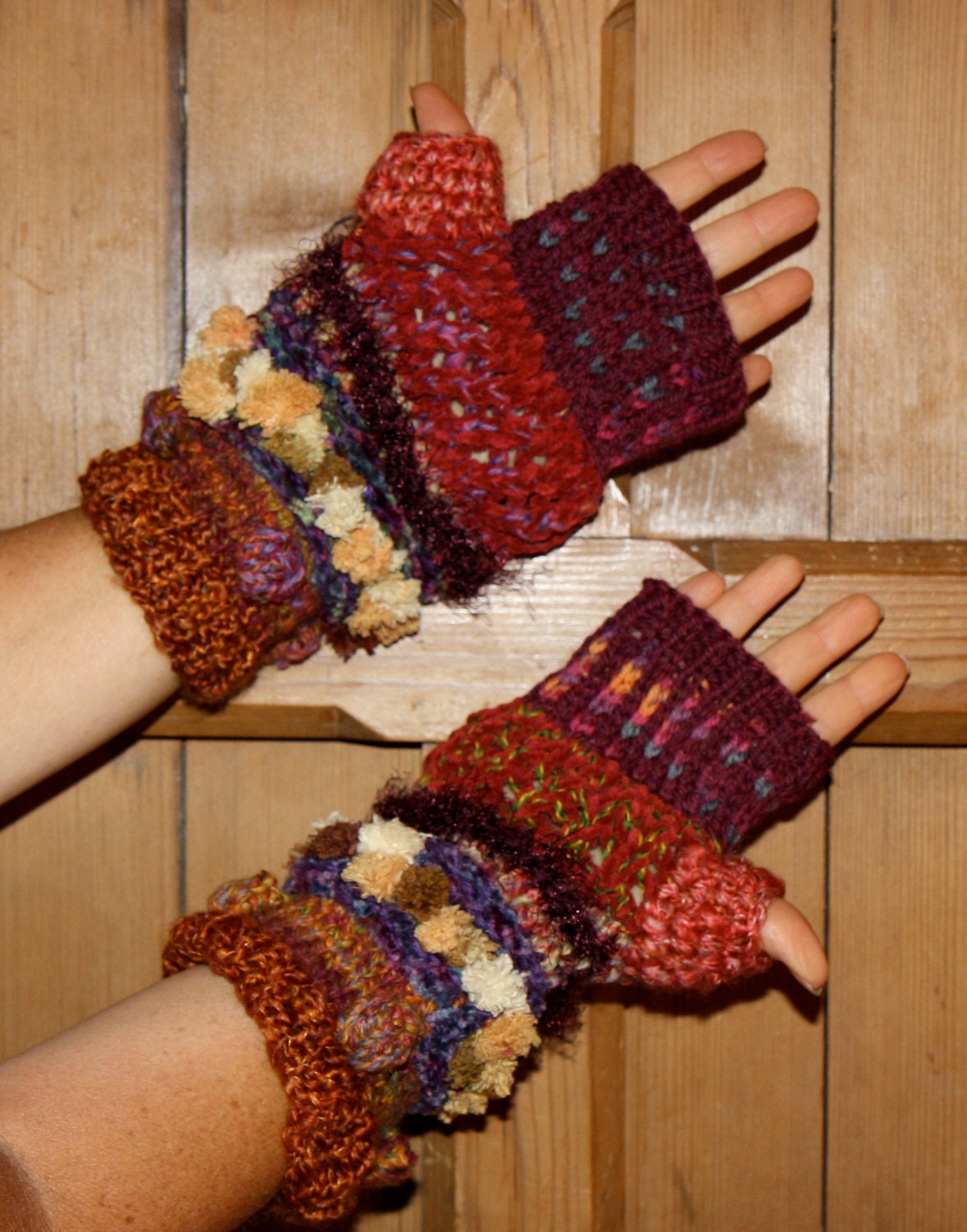 Hand Knit Snuggly Soft Fingerless Gloves Loaded With Textures and ...