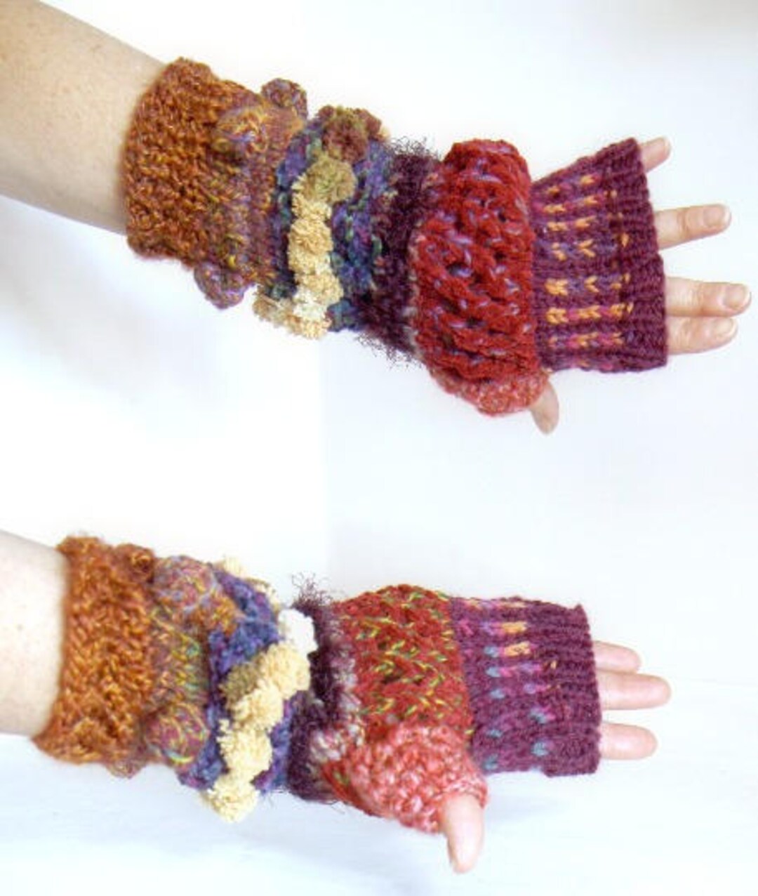 Hand Knit Snuggly Soft Fingerless Gloves Loaded With Textures and ...